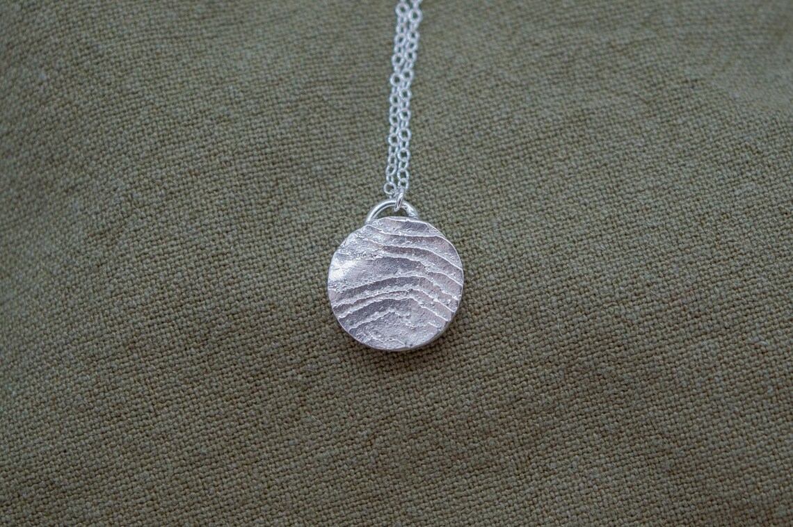 Small Organic Round Coin Textured Wave Pendant | Sterling Silver - Etsy
