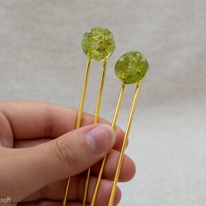 Peridot Resin Hair Pin Hair Fork Gold Plated - Etsy UK