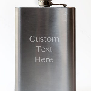Holy Water Typography Customizable Etched Stainless Steel Flask Barware ...