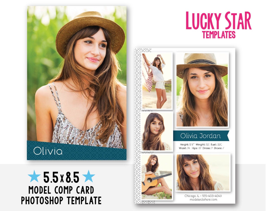 Customizable Model Comp Card - Fresh Face - INSTANT DOWNLOAD ...