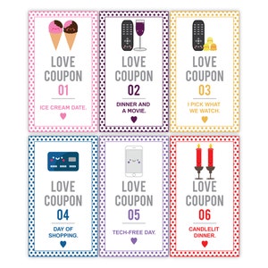 Printable Romantic Love Coupons -INSTANT DOWNLOAD, Valentines Day ...