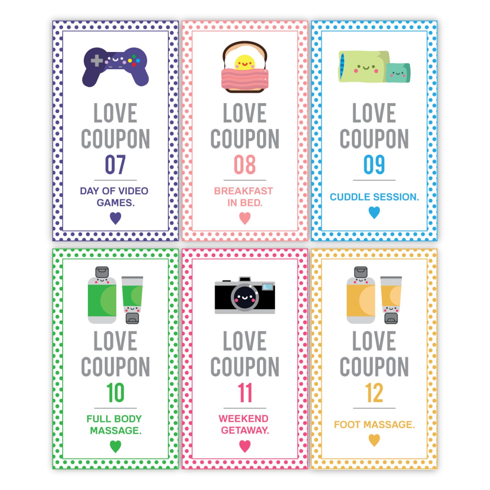 Printable Romantic Love Coupons -INSTANT DOWNLOAD, Valentines Day ...