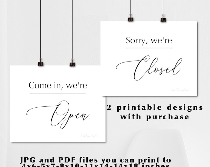 Come in We're Open / Sorry We're Closed 3mm Rigid 100mm X 230mm Sign ...