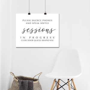 Printable Quiet Sign, Silence Phones Speak Softly Sessions in Progress ...
