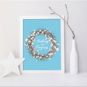 Printable Quiet Please Healing in Progress Blue White Sign Woodland ...