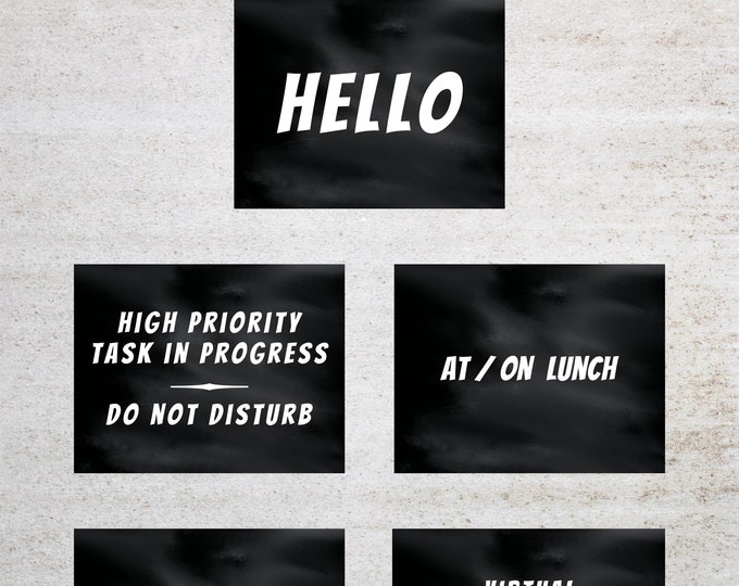 Printable Office Cubicle Sign Bundle in White on Black You - Etsy