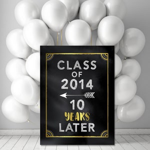 Letrero imprimible para aniversario o reunión de clase de 10 años ...