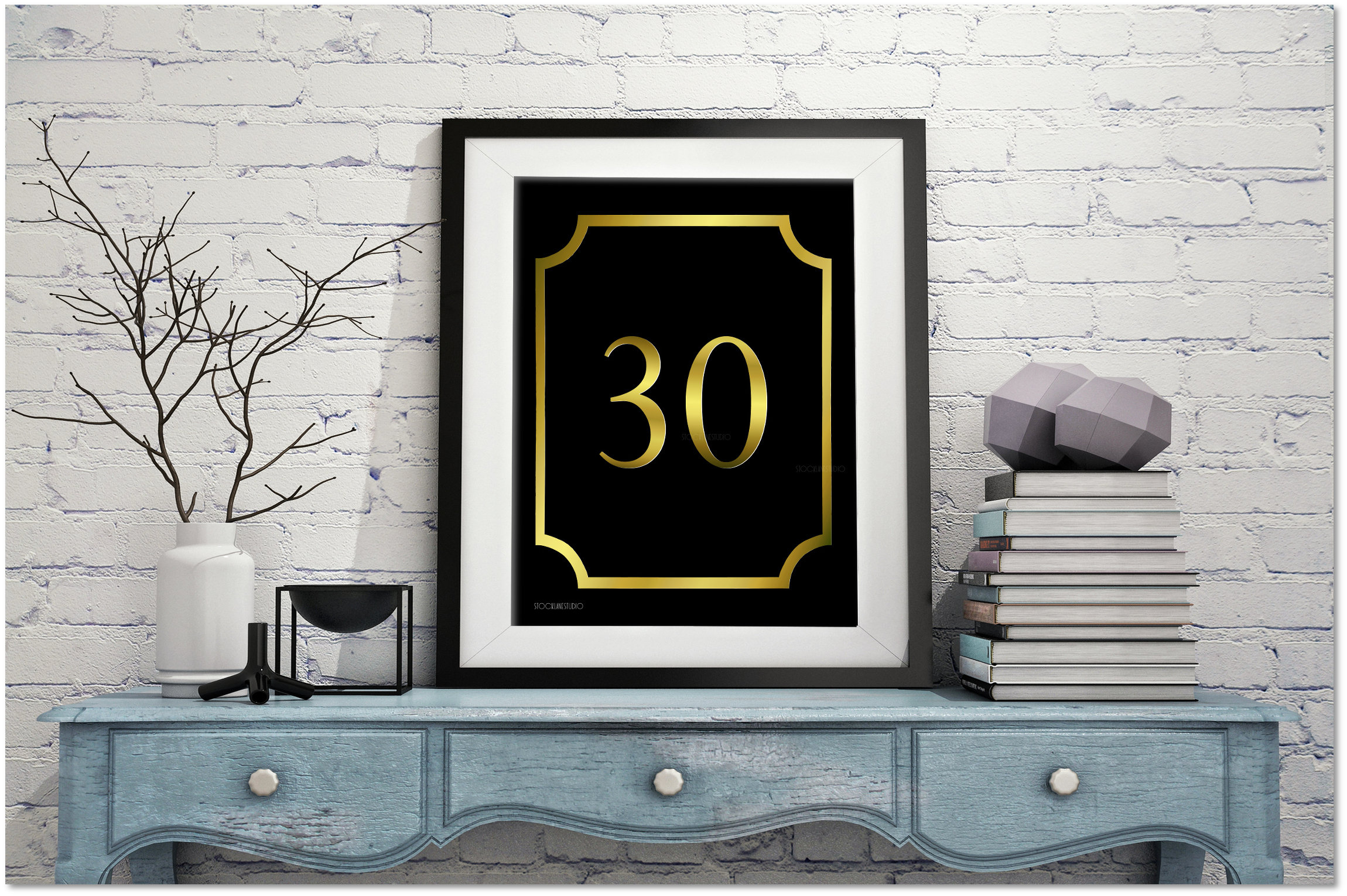Printable number 30 birthday poster gold black 30th thirtieth | Etsy