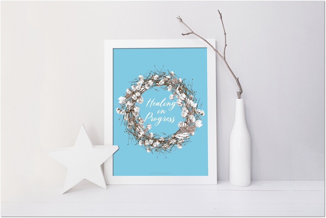 Printable Quiet Please Healing in Progress Blue White Sign Woodland ...