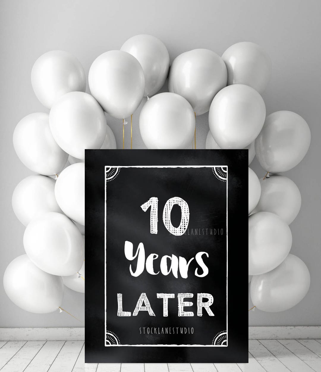 Printable 10 Years Later Anniversary or Class Reunion Sign, Black White ...