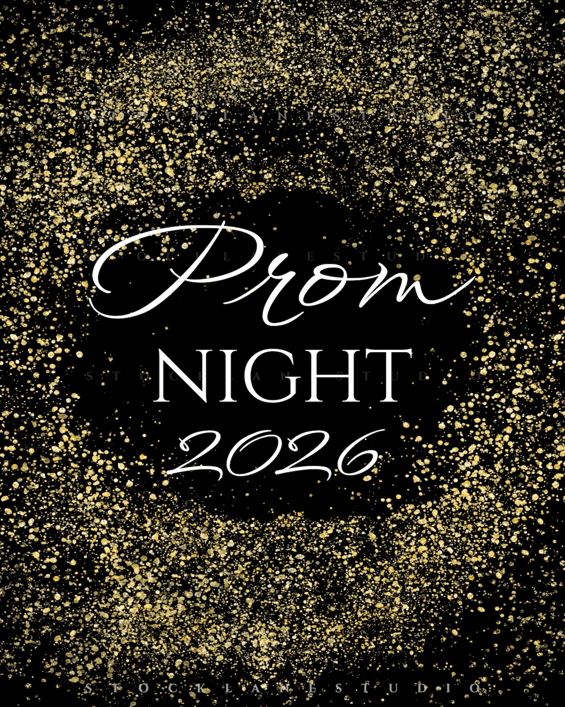 Printable Prom Night 2026 in Gold Glitter on Black, Event Sign for Prom ...
