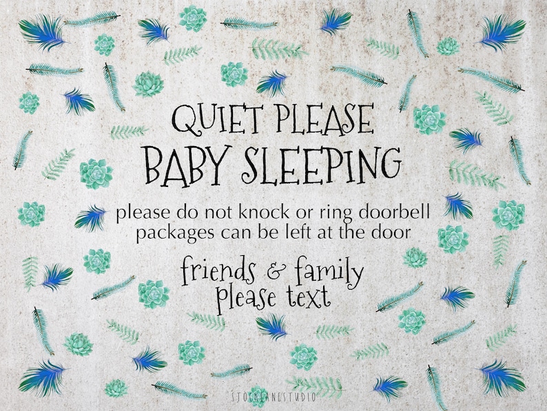 Printable Quiet Please Baby Sleeping Don't Knock or Ring | Etsy