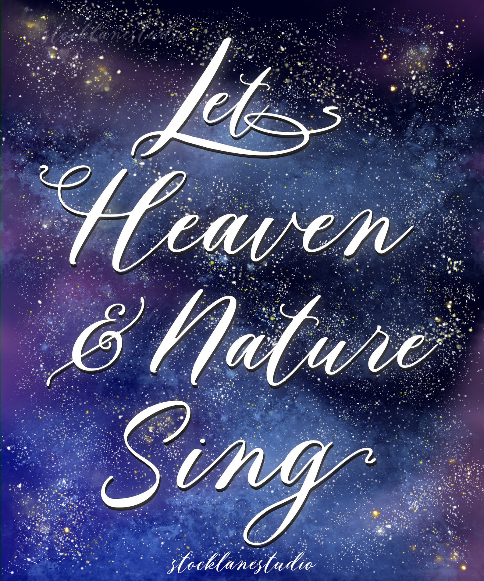 Printable Christmas Decorations Let Heaven Nature Sing Blue - Etsy