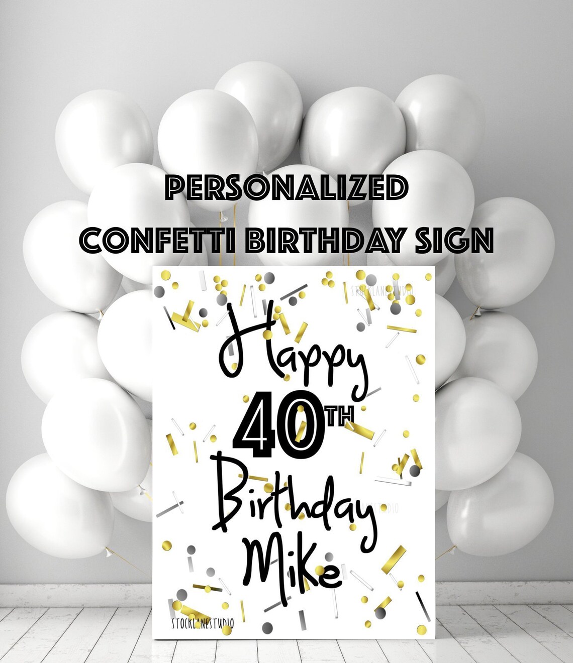 Happy 40th Birthday Party Sign Printable confetti design Jpg | Etsy