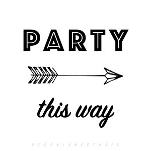 Party Directional Arrow Sign: Black & White Printable (digital Download ...