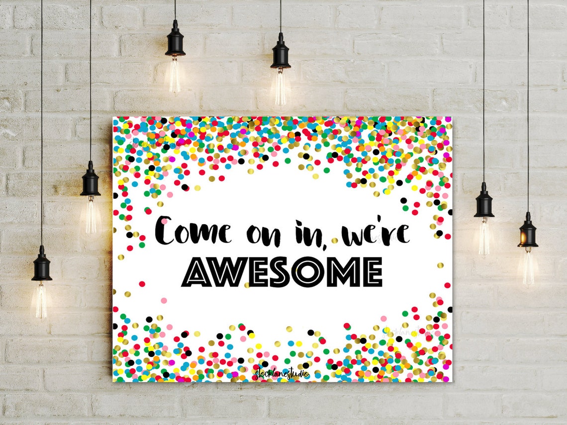 Come on in We're Awesome Printable Welcome Door Sign, Classroom Wall ...