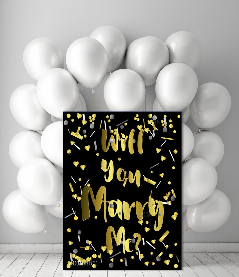 Will You Marry Me Sign Printable Proposal Digital Engagement Party Prop ...