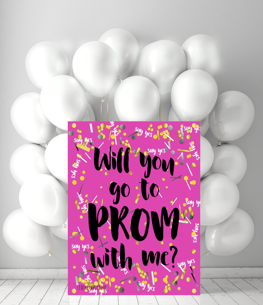 Printable PINK Promposal Sign, Say Yes Confetti Prom 2025 Poster or ...
