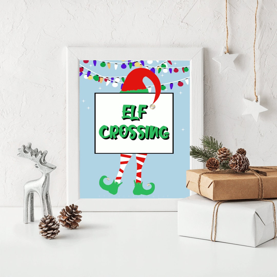 Elf Crossing Printable Christmas Party Decorations With Christmas ...
