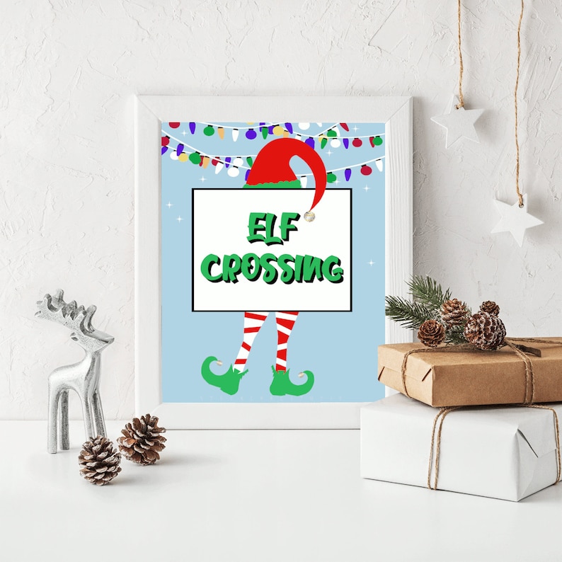 Elf Crossing Printable Christmas Party Decorations With | Etsy