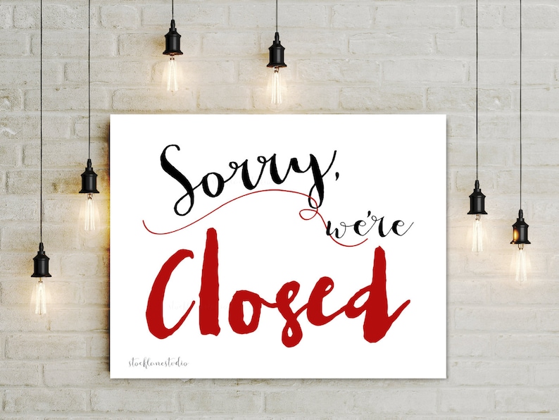 Closed Printable Event Sign, Gold Black Closed for Special Event ...