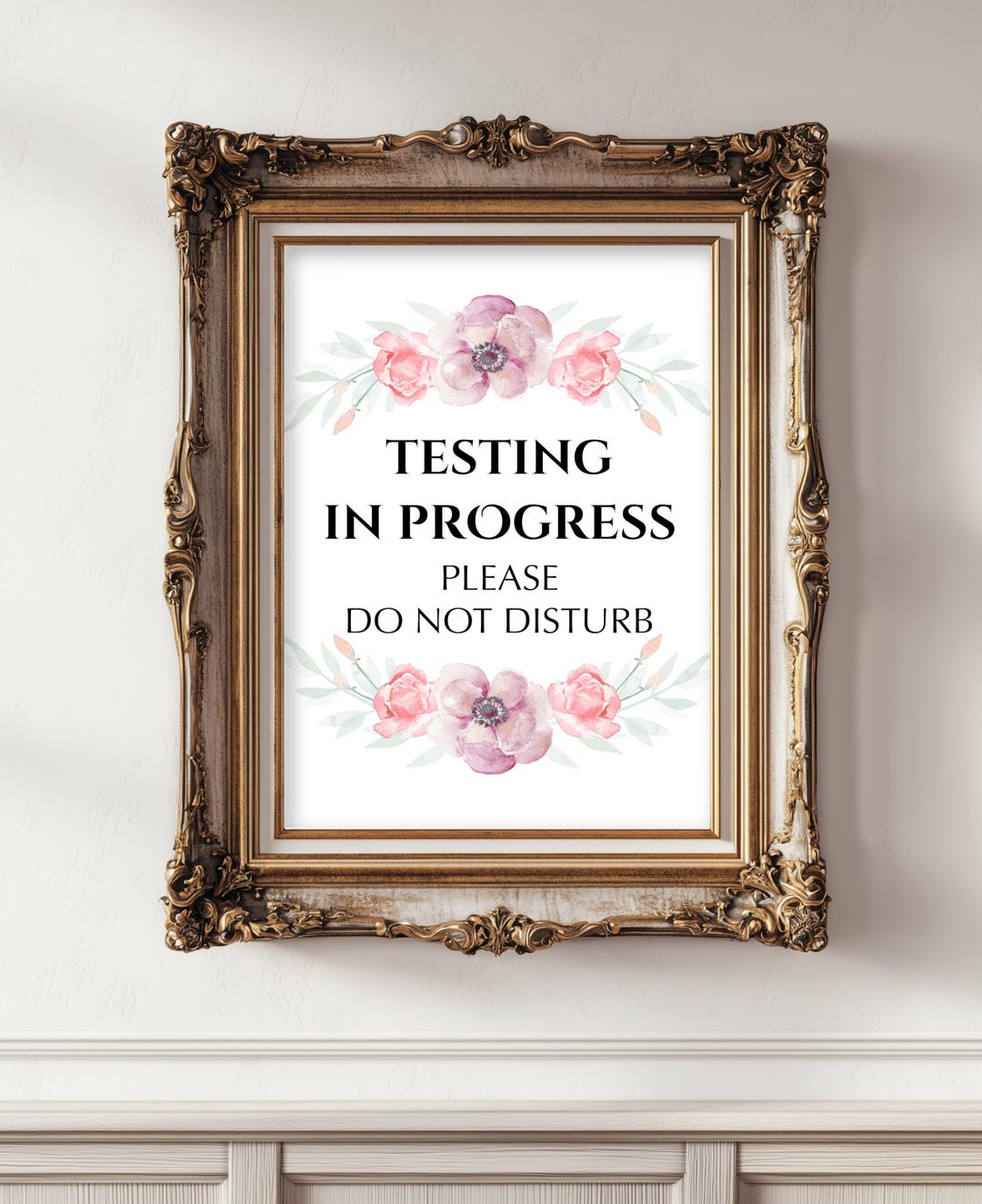 Testing in Progress Sign: Floral Quiet Please Door Sign (JPG, PDF ...