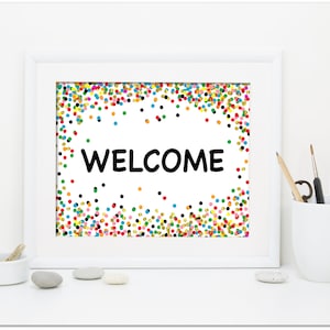 Printable Confetti Welcome Sign, Colorful Confetti Classroom Decor ...