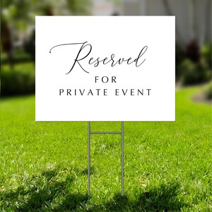 Printable RESERVED for Private Event Sign, Black White, for Restaurants ...