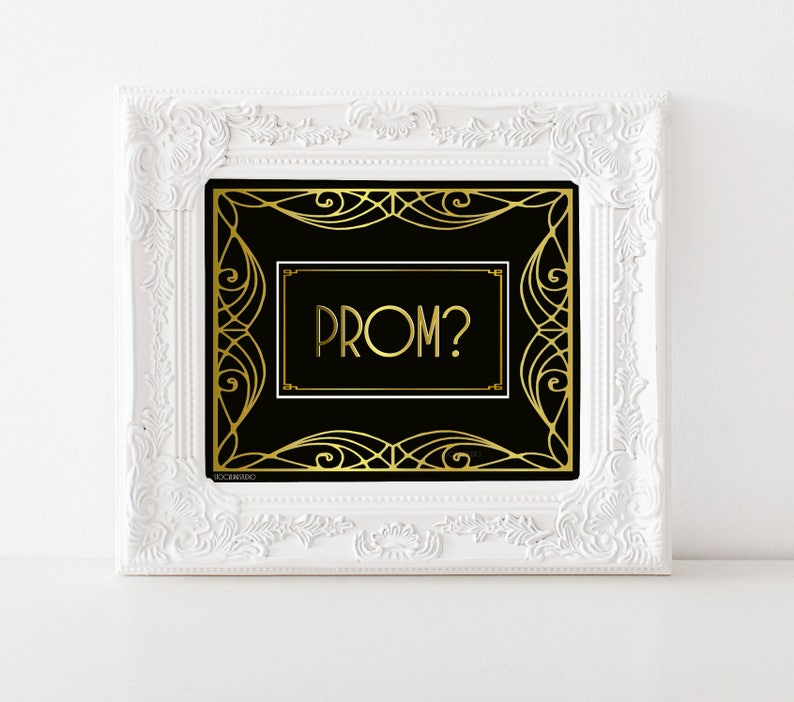 Printable Promposal Sign Gold Black Art Deco Digital Prom | Etsy