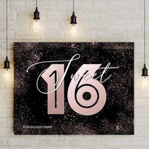 Printable Sweet Sixteen Poster, Confetti Birthday Decorations for 16 ...