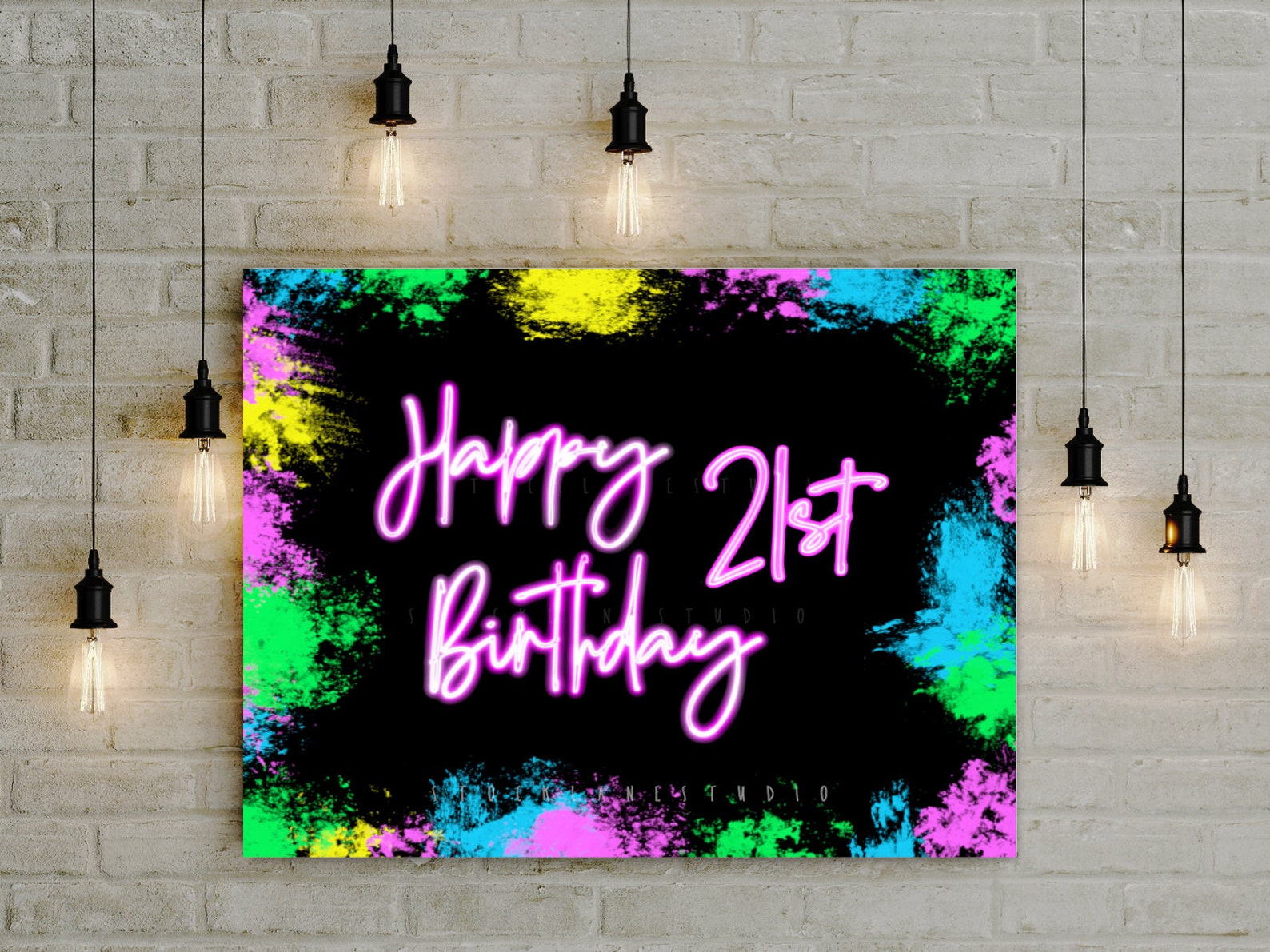 Printable Neon Glow Girls Party Decor Happy 10th Birthday - Etsy