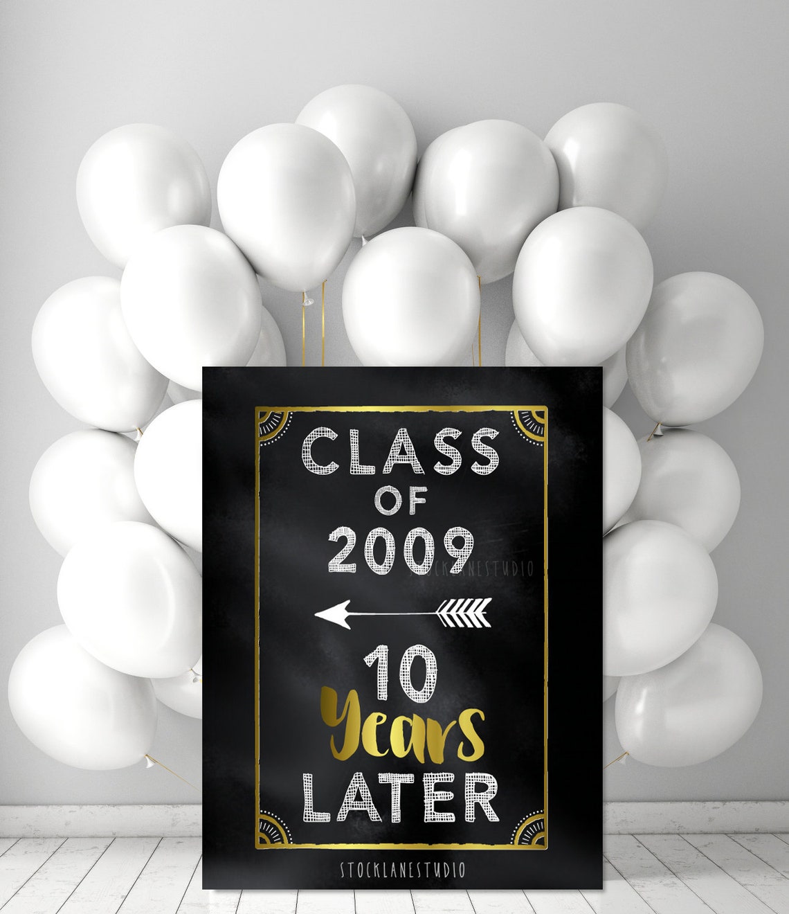 Printable 10 Years Later Anniversary or Class Reunion Sign, Black White ...