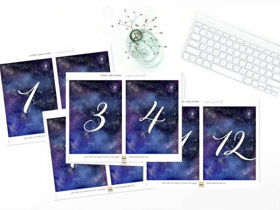Printable Galaxy Table Number Signs Numbers 1-20 Space Theme - Etsy