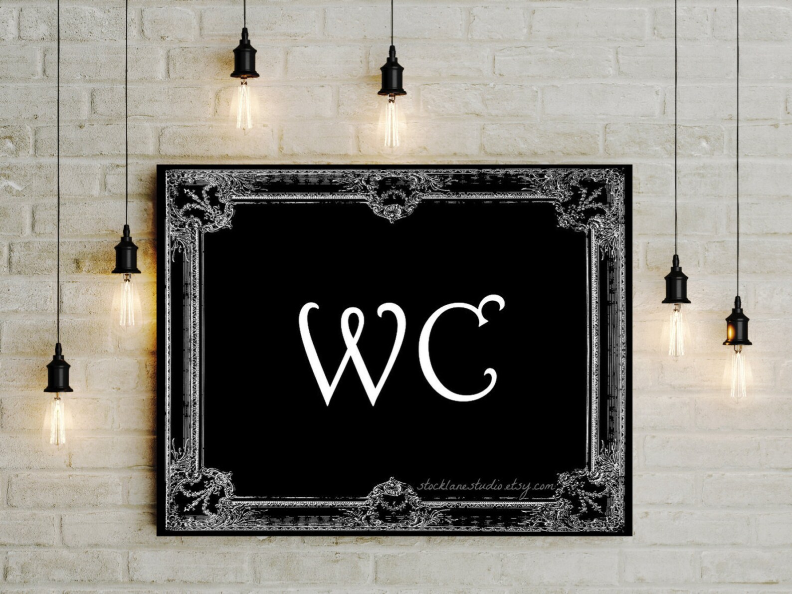 WC Printable Black White Restroom Door Sign With Left Facing | Etsy Canada