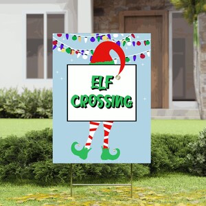 Elf Crossing Printable Christmas Party Decorations With Christmas ...
