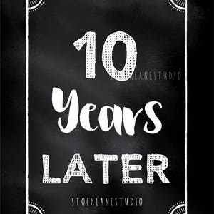 Printable 10 Years Later Anniversary or Class Reunion Sign, Black White ...