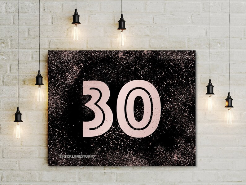 Printable Number 30 Birthday Poster Gold Black 30th Thirtieth - Etsy