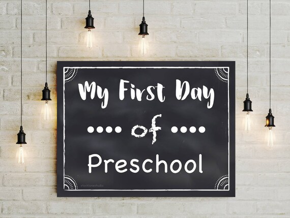 Printable My First Day of Preschool Black Chalkboard Back to | Etsy