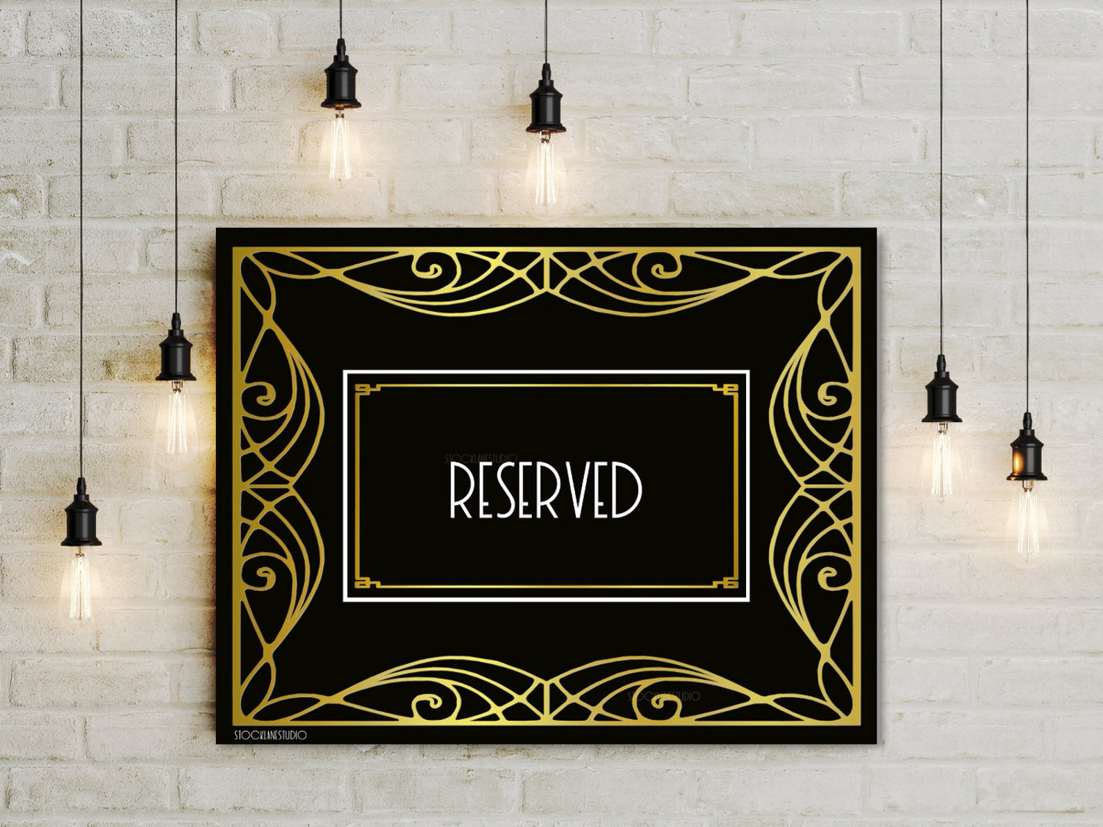 Reserved Event Sign Printable Gold Black Art Deco Style Sign - Etsy