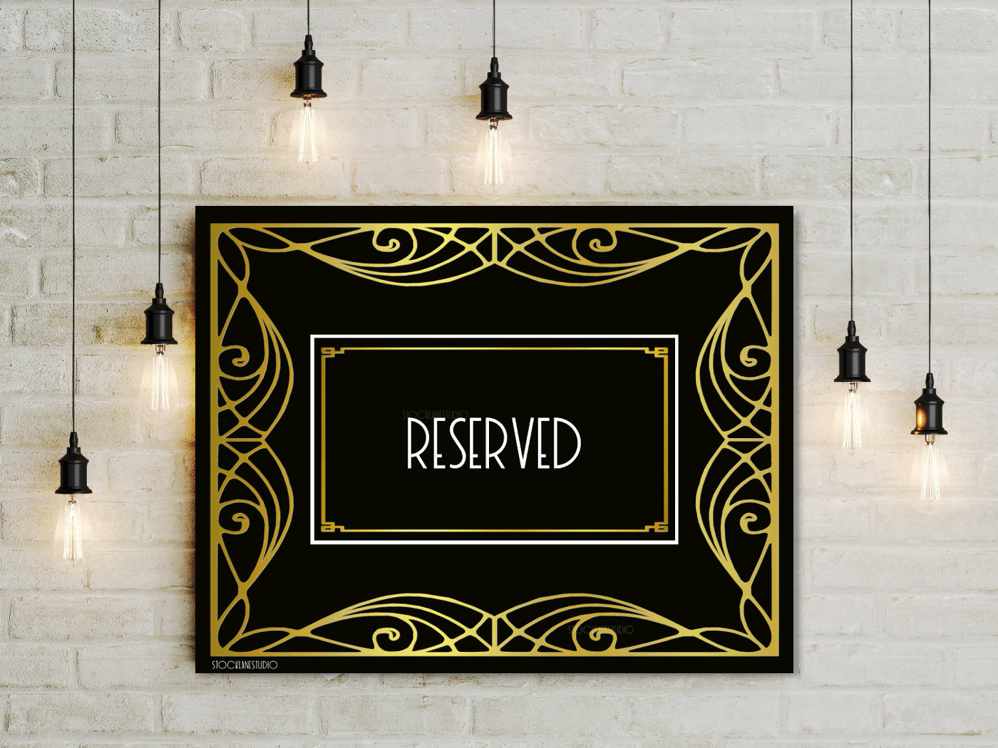 Reserved event sign Printable gold black Art deco style sign | Etsy