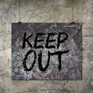 Printable Teen Boy Room Decor Keep Out Sign Halloween Haunted House ...