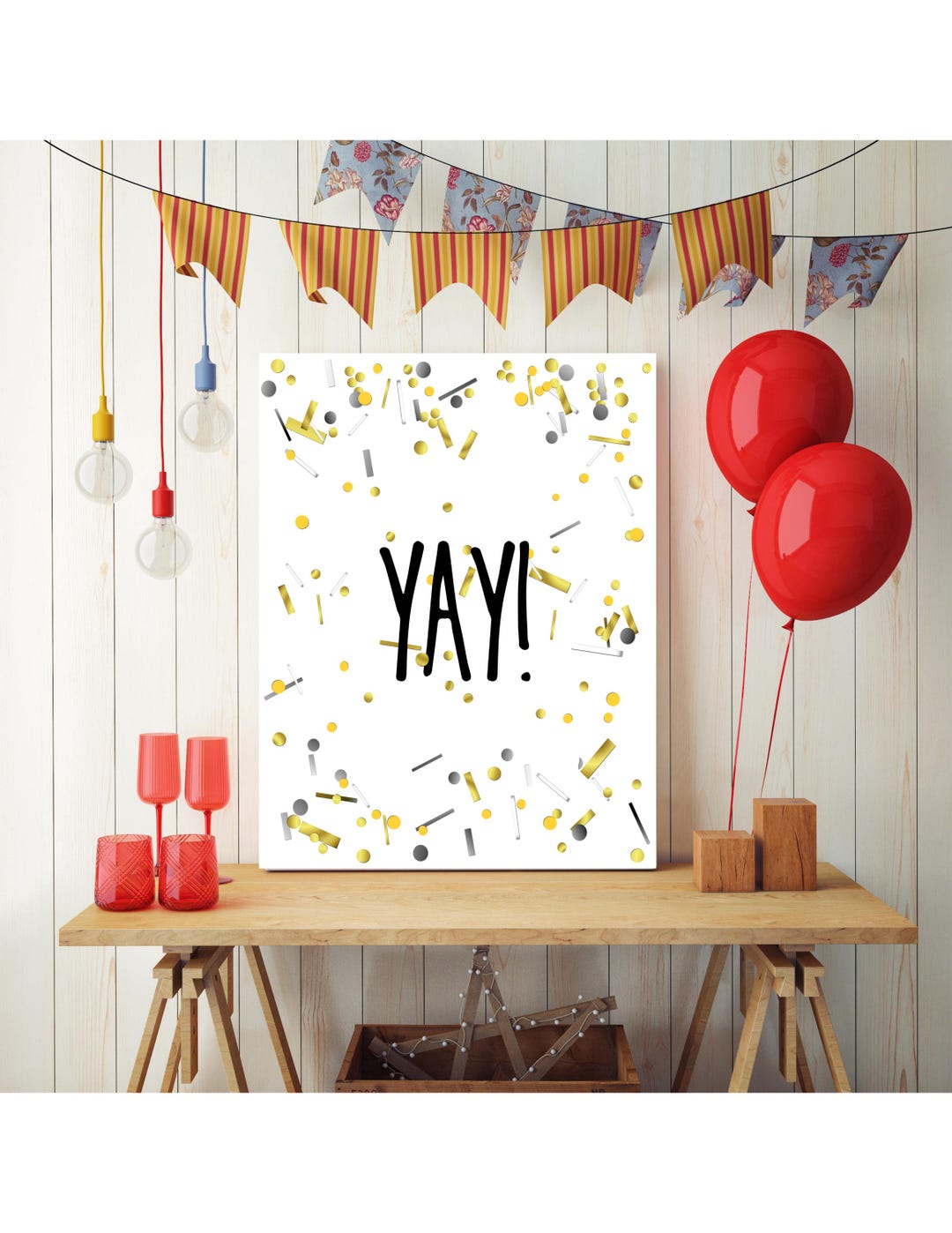 Yay Confetti Party Sign: Congrats Graduation, Retirement, Birthday (PDF ...