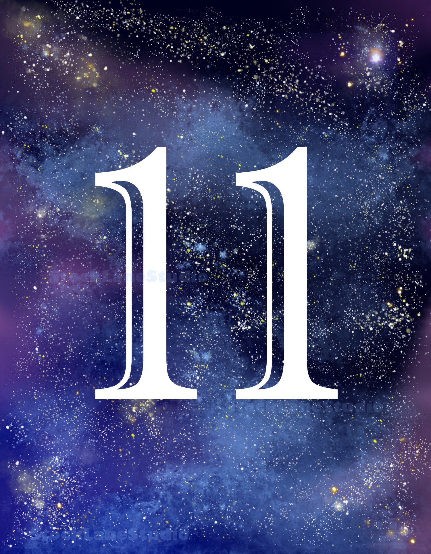 Printable Number 11 Blue 11th Birthday party Space | Etsy