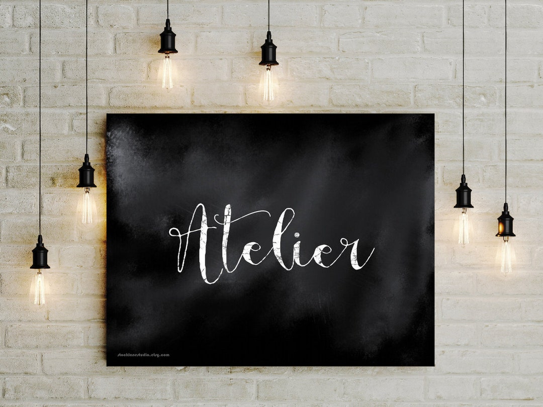Printable Home Decor, Digital Black Chalkboard Style Studio Sign ...