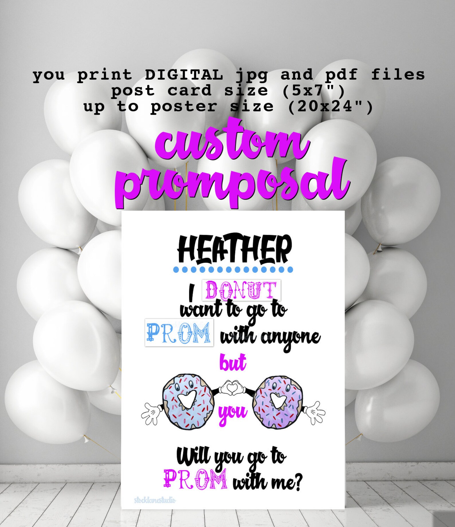 Printable Personalized Promposal Will You Go to Prom With Me - Etsy