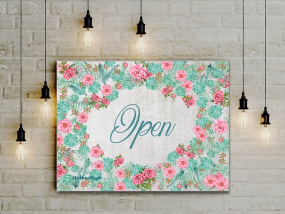 Open Sign Instant Download Floral Business Door Sign Yes - Etsy