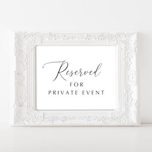 Printable RESERVED for Private Event Sign, Black White, for Restaurants ...