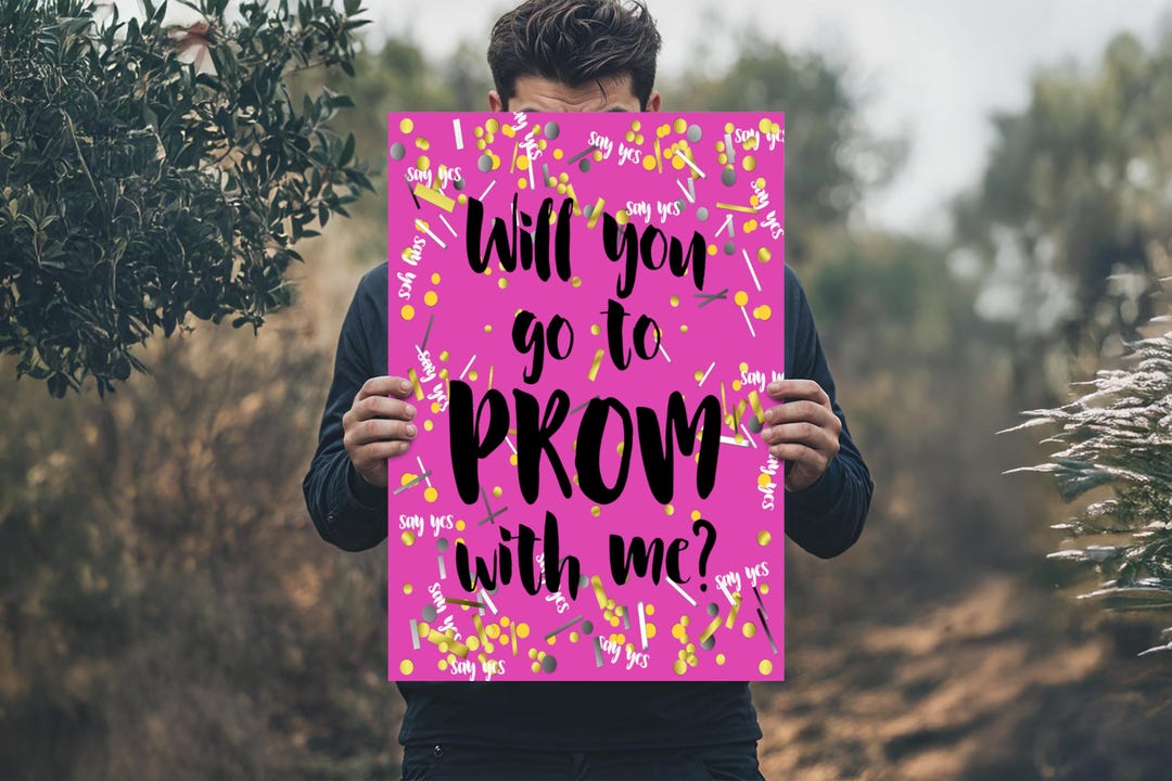 Pink Confetti Promposal Poster - Prom Proposal 2026 Sign - Digital ...