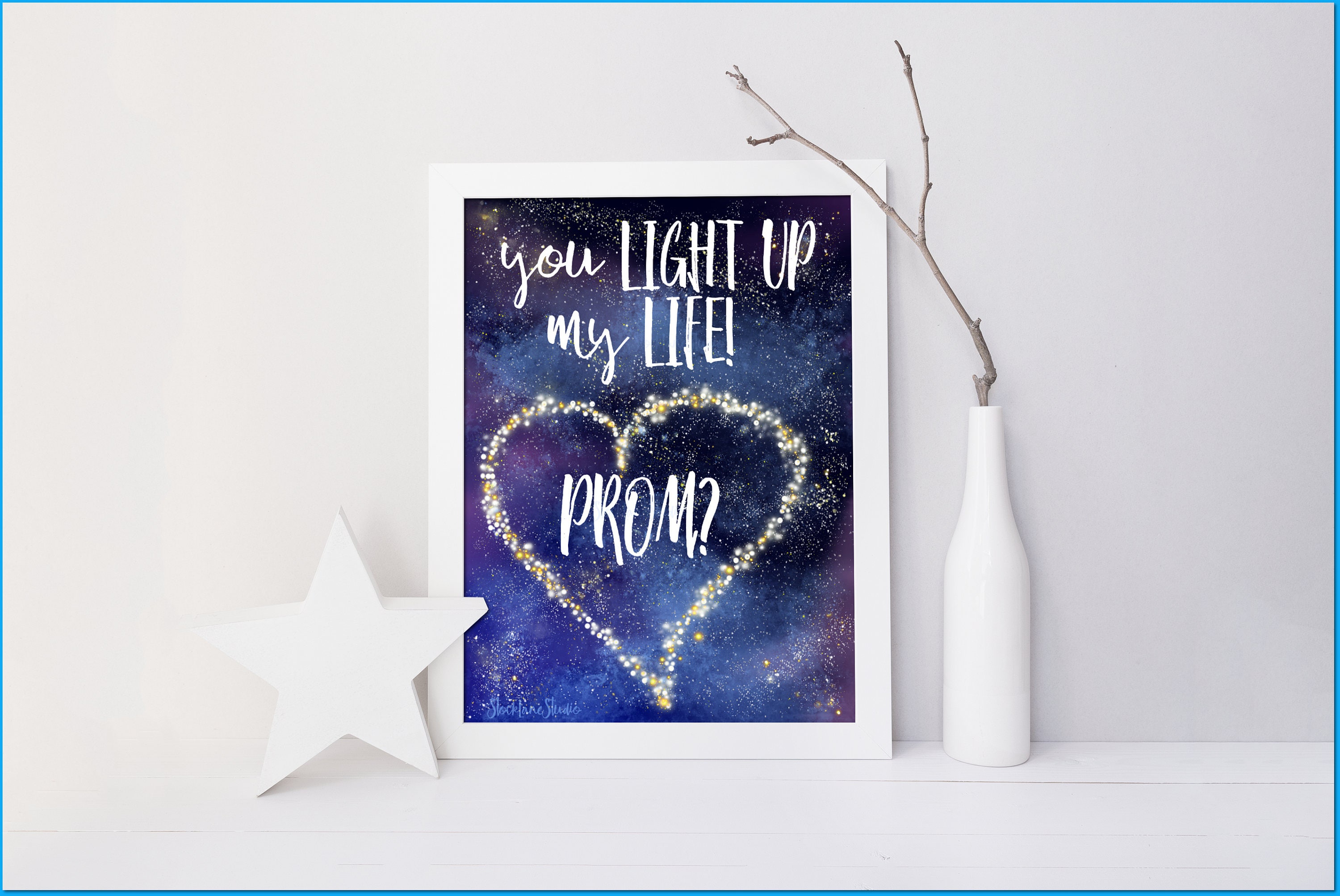 Printable Celestial Blue Promposal Poster | You Light up My Life Starry ...
