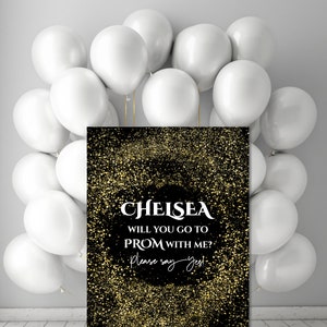 Printable Sign Prom 2024 in Gold Glitter on Black, Event Sign for Prom ...